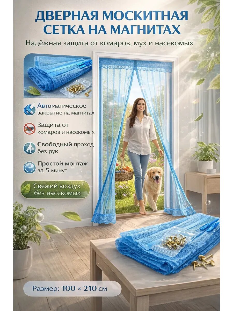 Летняя москитная сетка на дверной проем