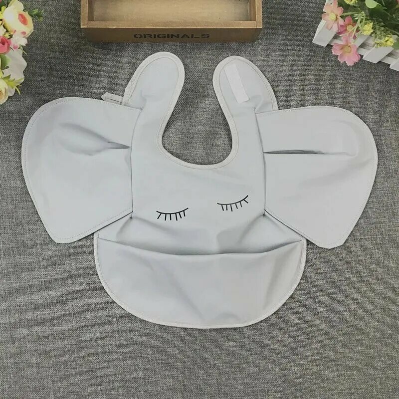 Фартук нагрудник для кормления детский непромокаемый с карманом / Слюнявчик с кармашком для малыша слоник