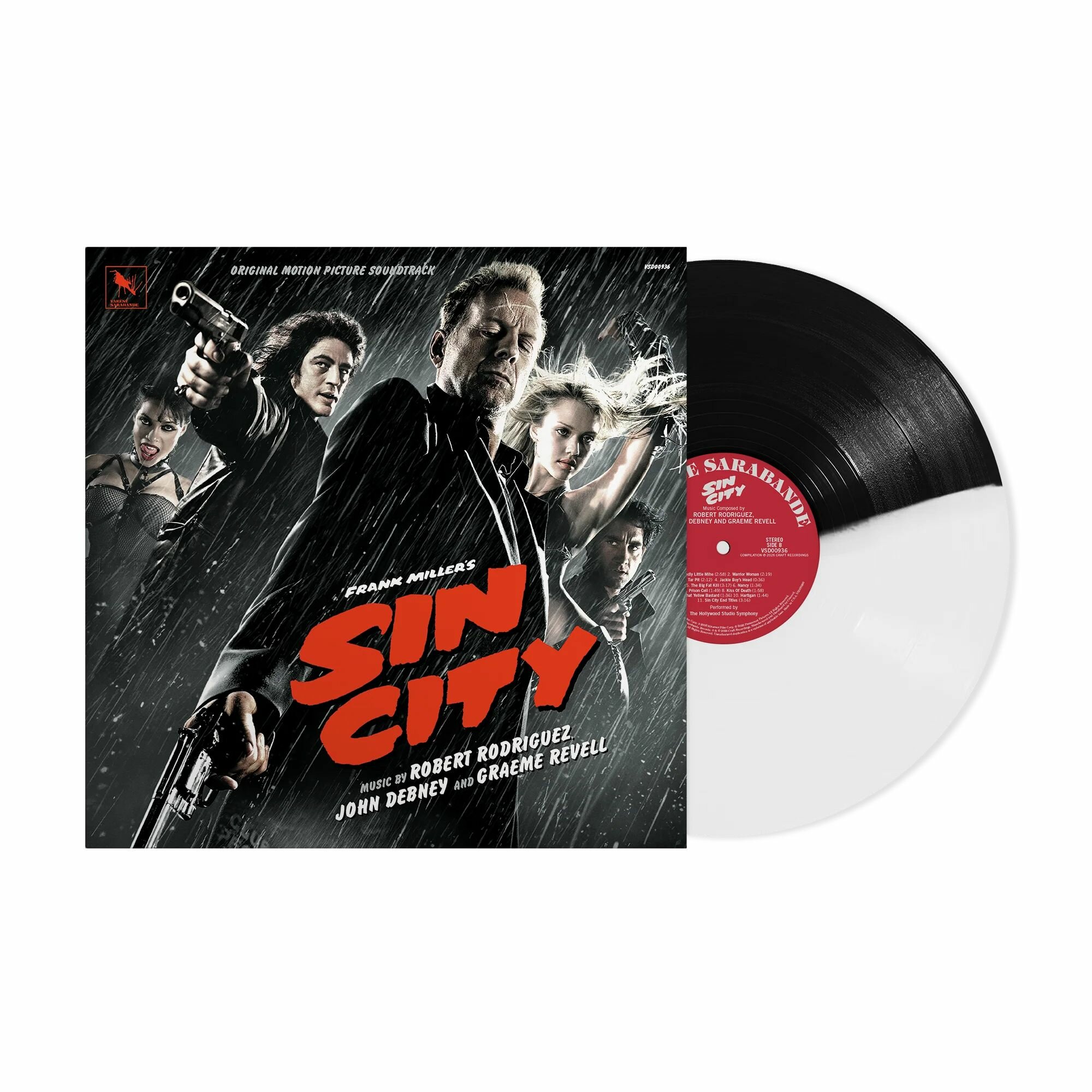 Город Грехов OST (500шт в мире Black and White USA Limited Soundtrack) Цвет: Черно-Белый, Ультра-Редкая Виниловая Пластинка из США, Саундтрек Frank Miller's Sin City