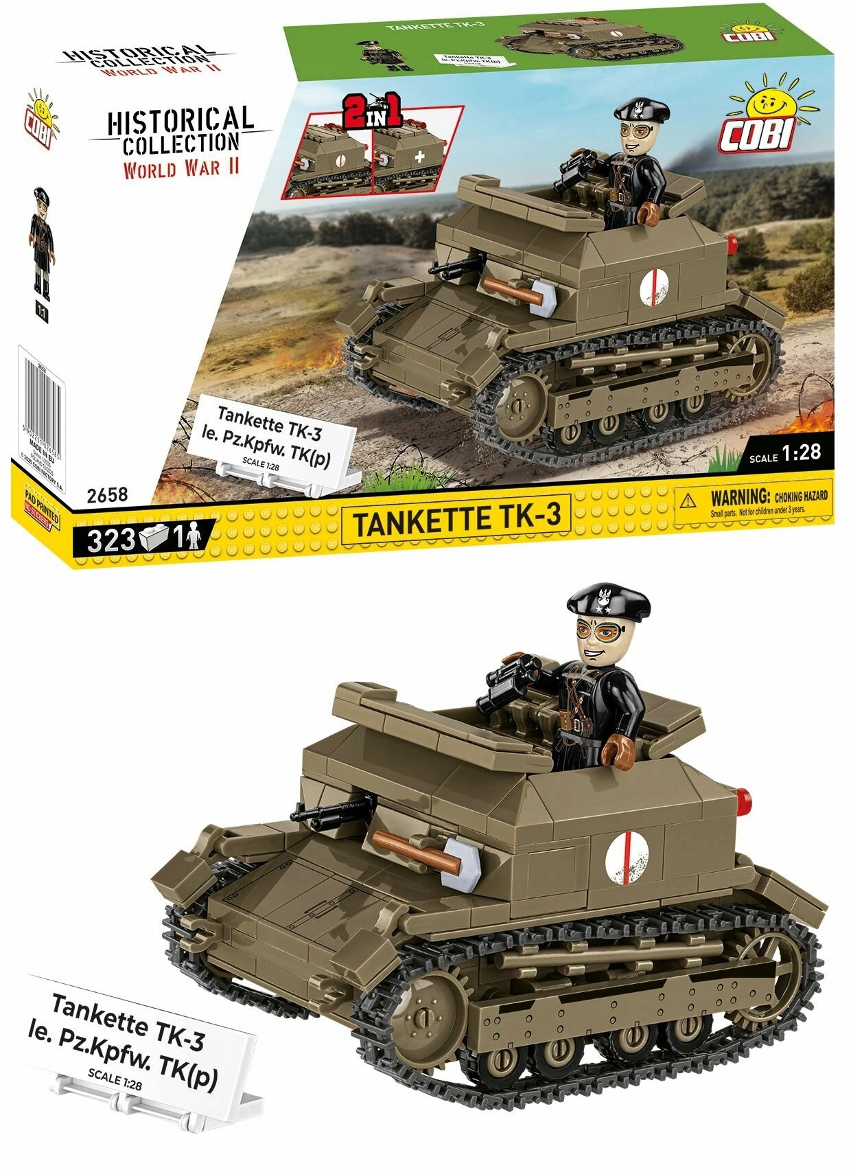 Конструктор Cobi Historical Collection World War II - Танк Tankette TK-3+ фигурка, 323 эл. - 2658
