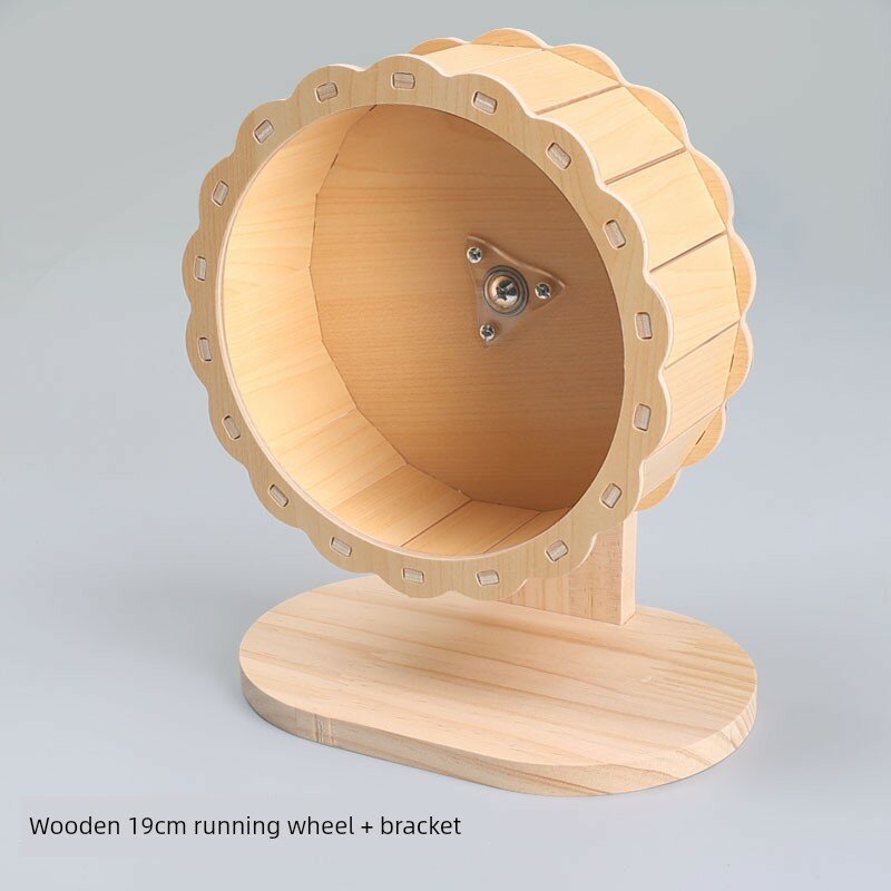 Деревянное колесо для хомяков 19 см с деревянной подставкой, безопасная тренажерная игрушка