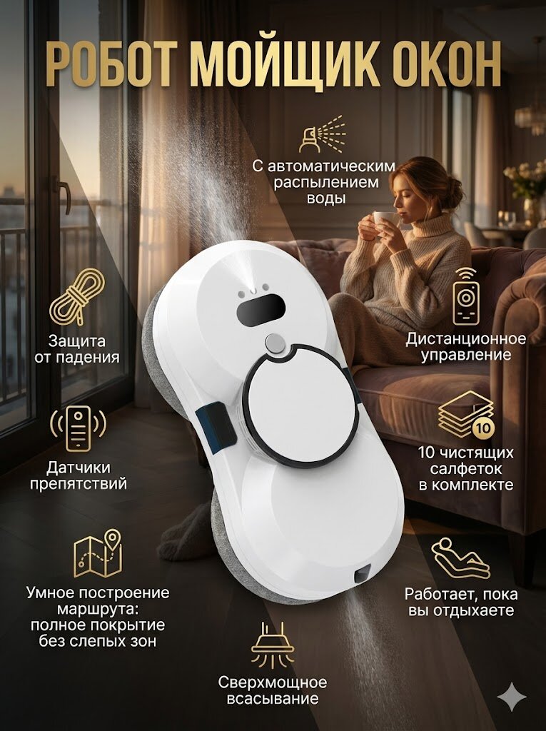 Робот мойщик окон с распылением; Робот мойщик окон мощный, стеклоочиститель для окон и стекол техника для дома я
