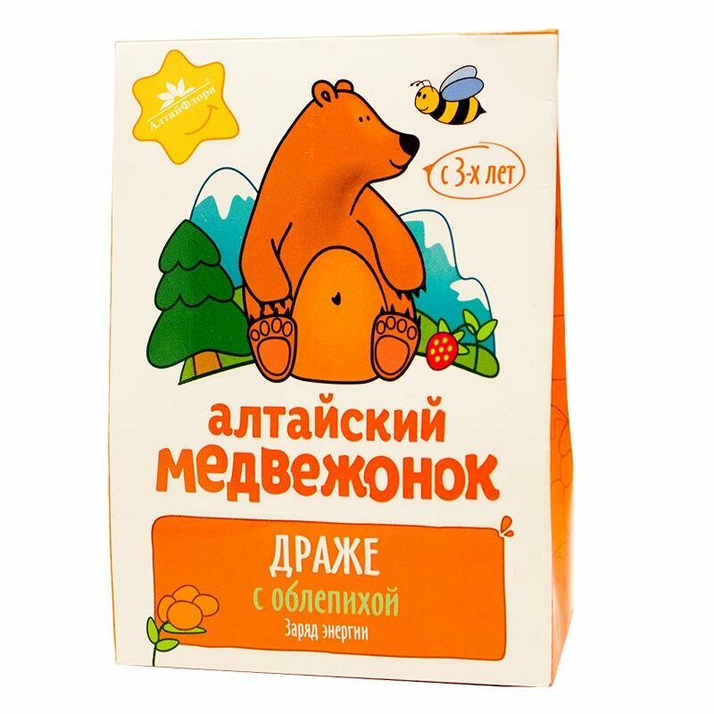 Витамины для детей АлтайФлора Алтайский медвежонок драже с облепихой 75 г