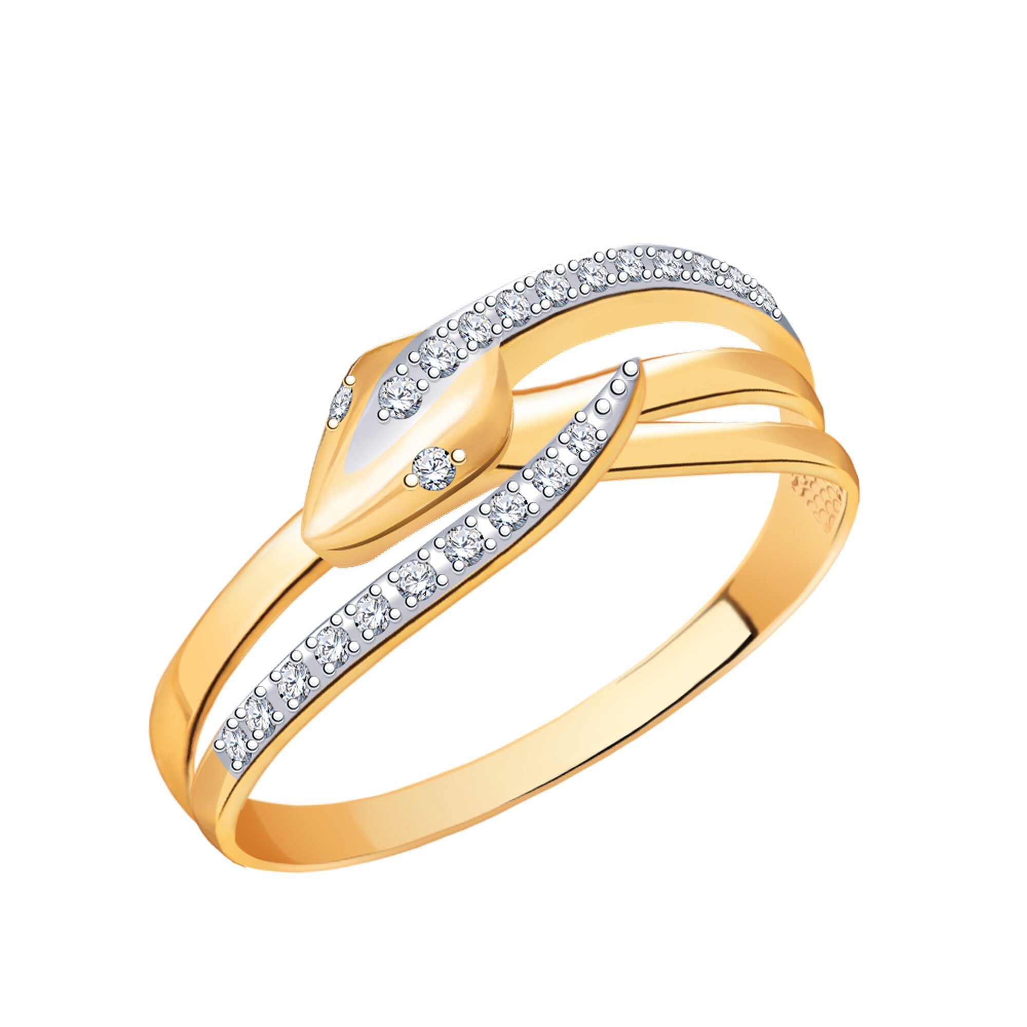 Кольцо, красное золото, 585 проба, фианит