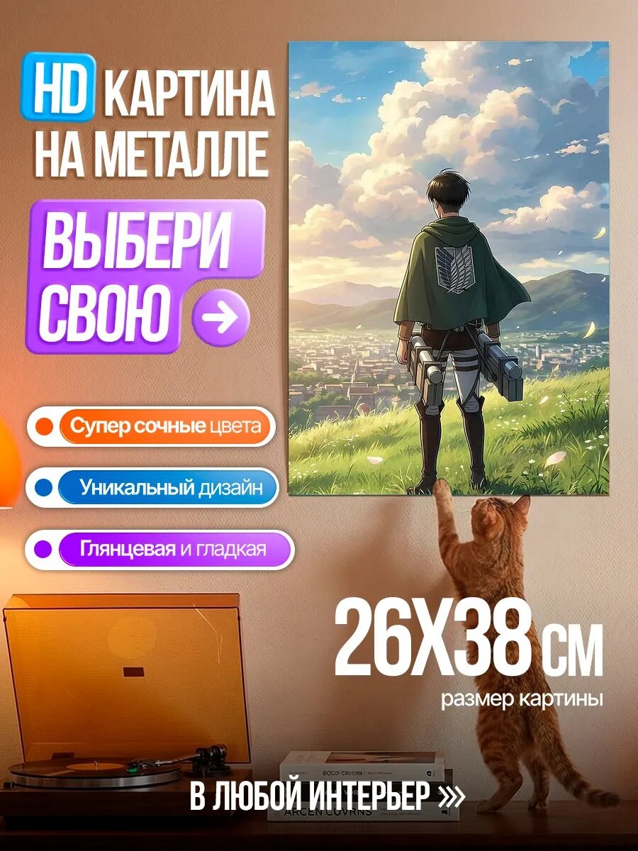 Картина на HD металле Леви Аккерман в поле