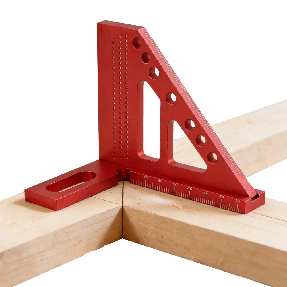 Угольник столярный алюминиевый 45/90 градусов с делениями для разметки