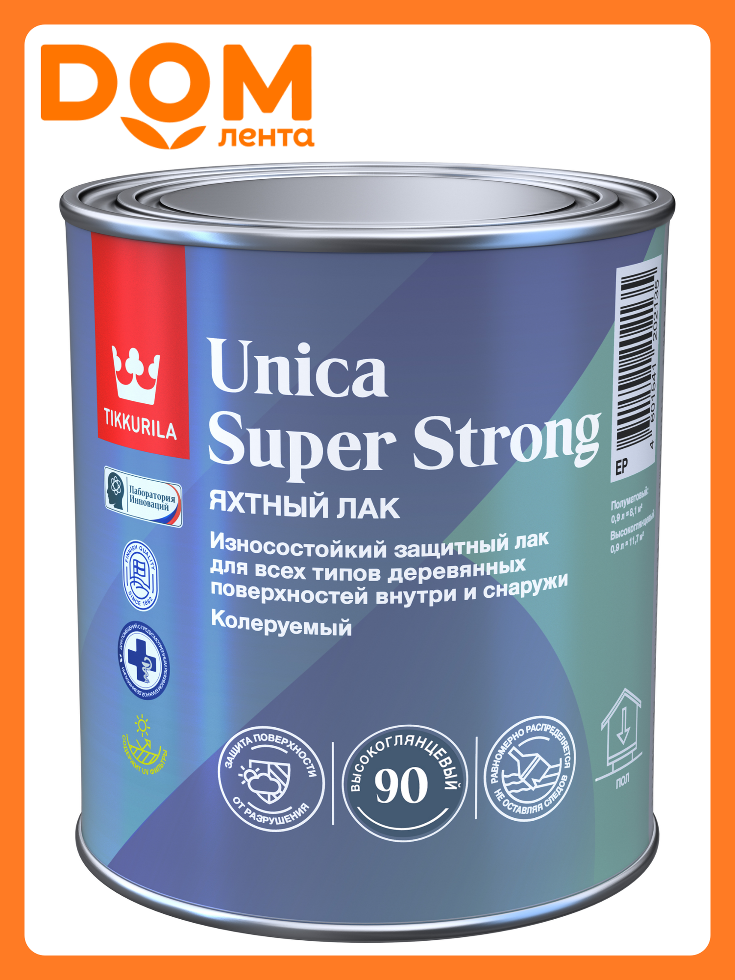Лак универсальный Tikkurila/Tikkivala UNICA SUPER STRONG EP в/гл 0,9л