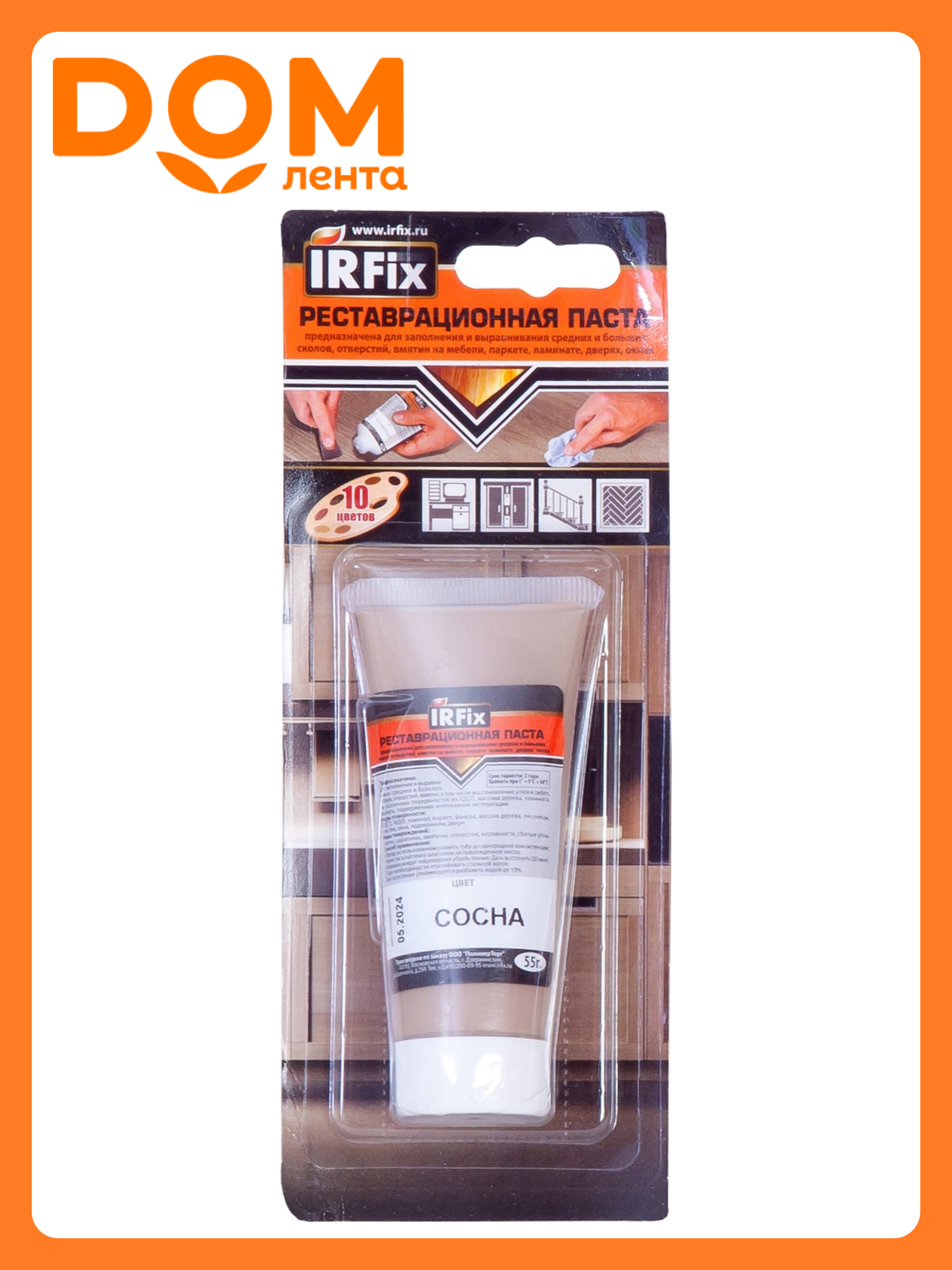 Паста реставрационная IRFix "Сосна", для дерева, акриловая, 55г