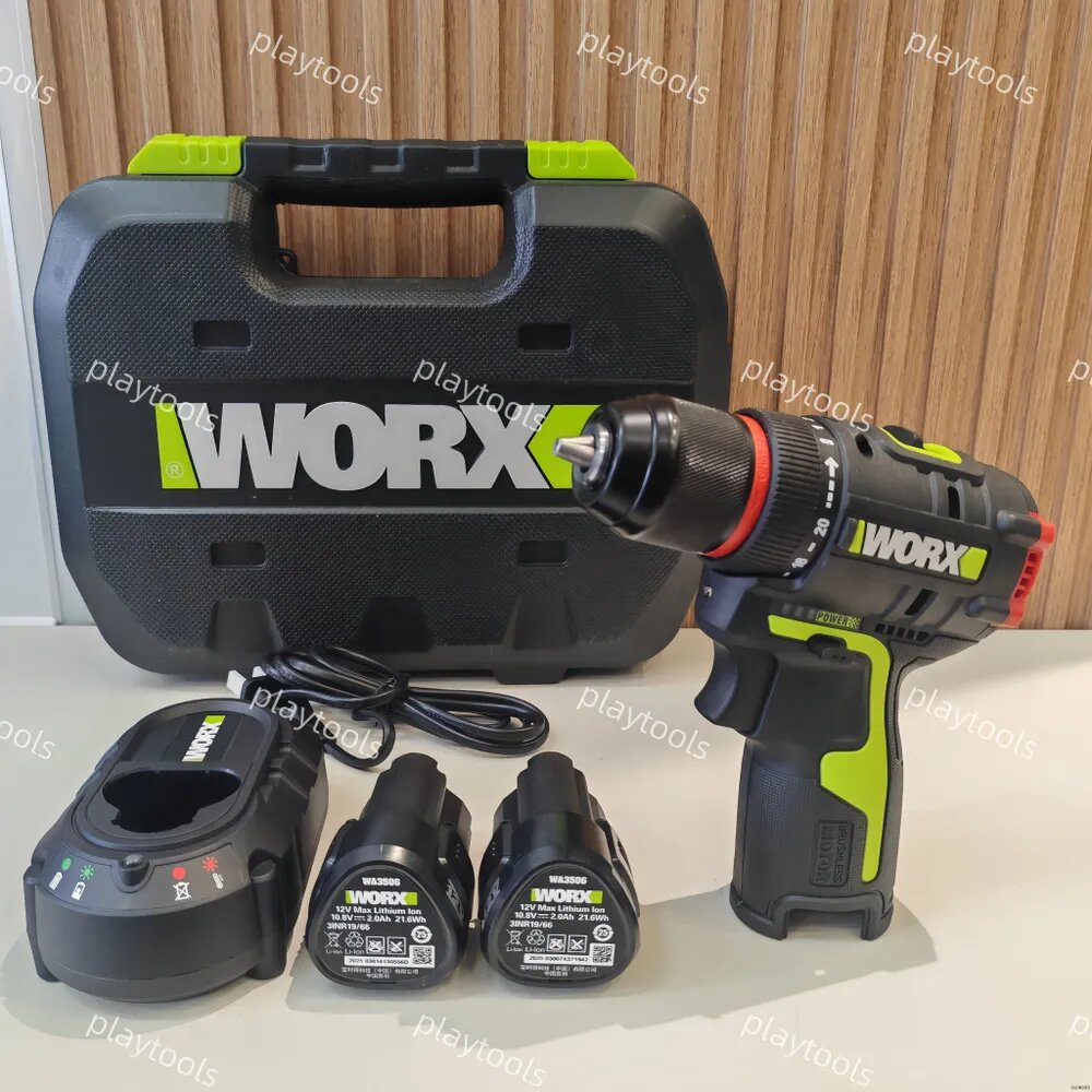 Бесщеточная литий-ионная дрель Worx Шуруповерт WU130X 40 Н м 2.0 А ч (2 аккумулятора + ЗУ)