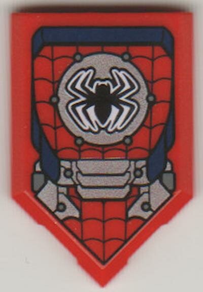 Деталь Lego 22385pb216 Tile, Modified 2 x 3 Pentagonal with Black Spider, Web and Metal Plates Pattern