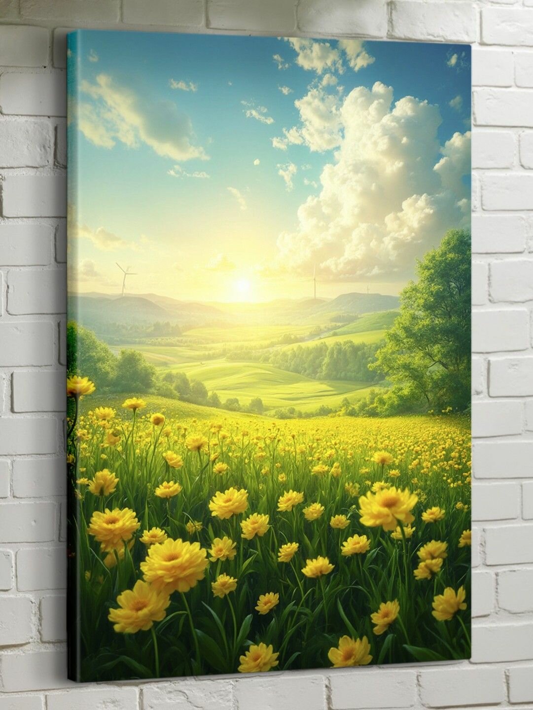 "Yellow Bloomscape" - картина на холсте, 80x50 см.