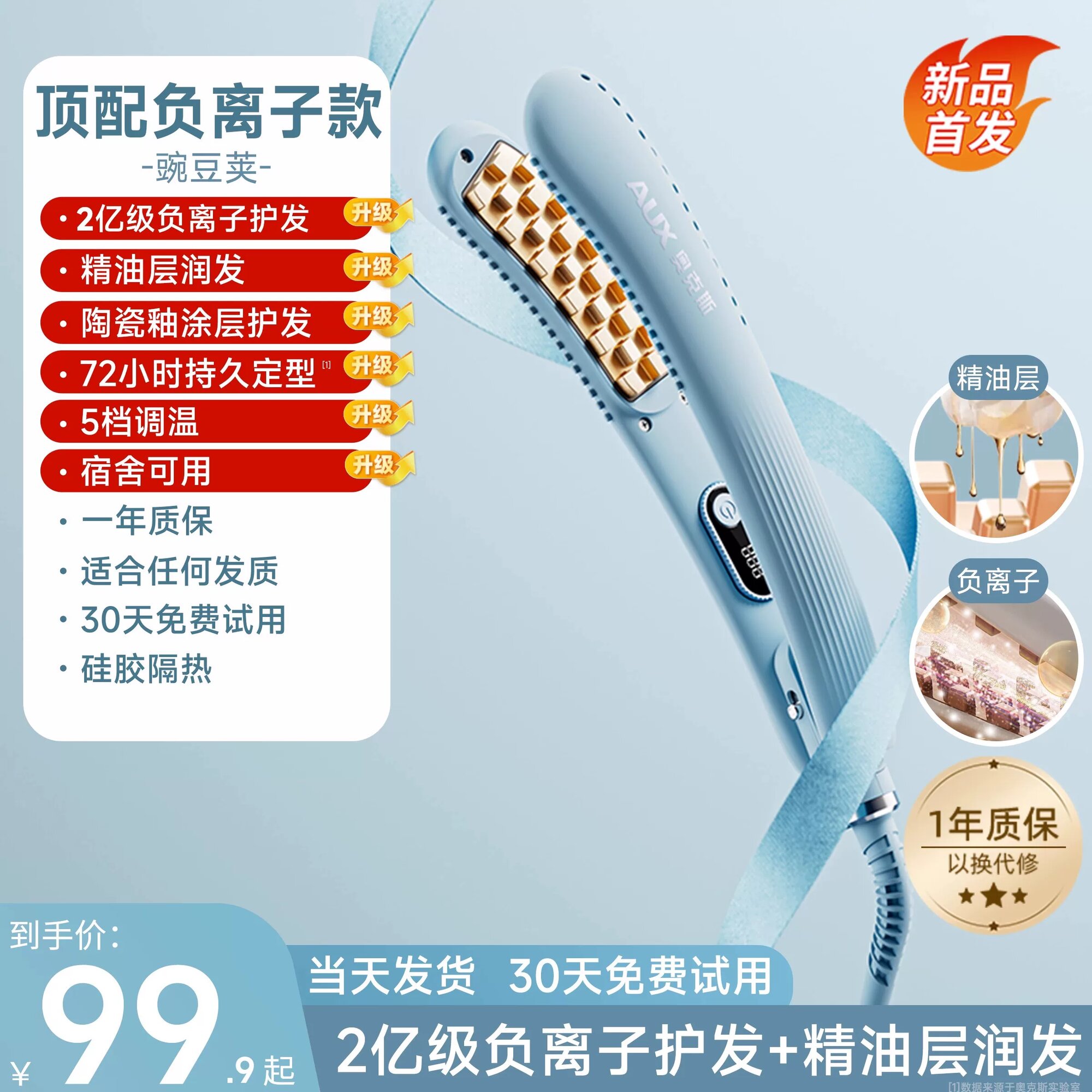 Мини-плойка для завивки волос Oaks Pea Pod Corn Curler, низкопотребляющая, для создания объемных причесок для мужчин.