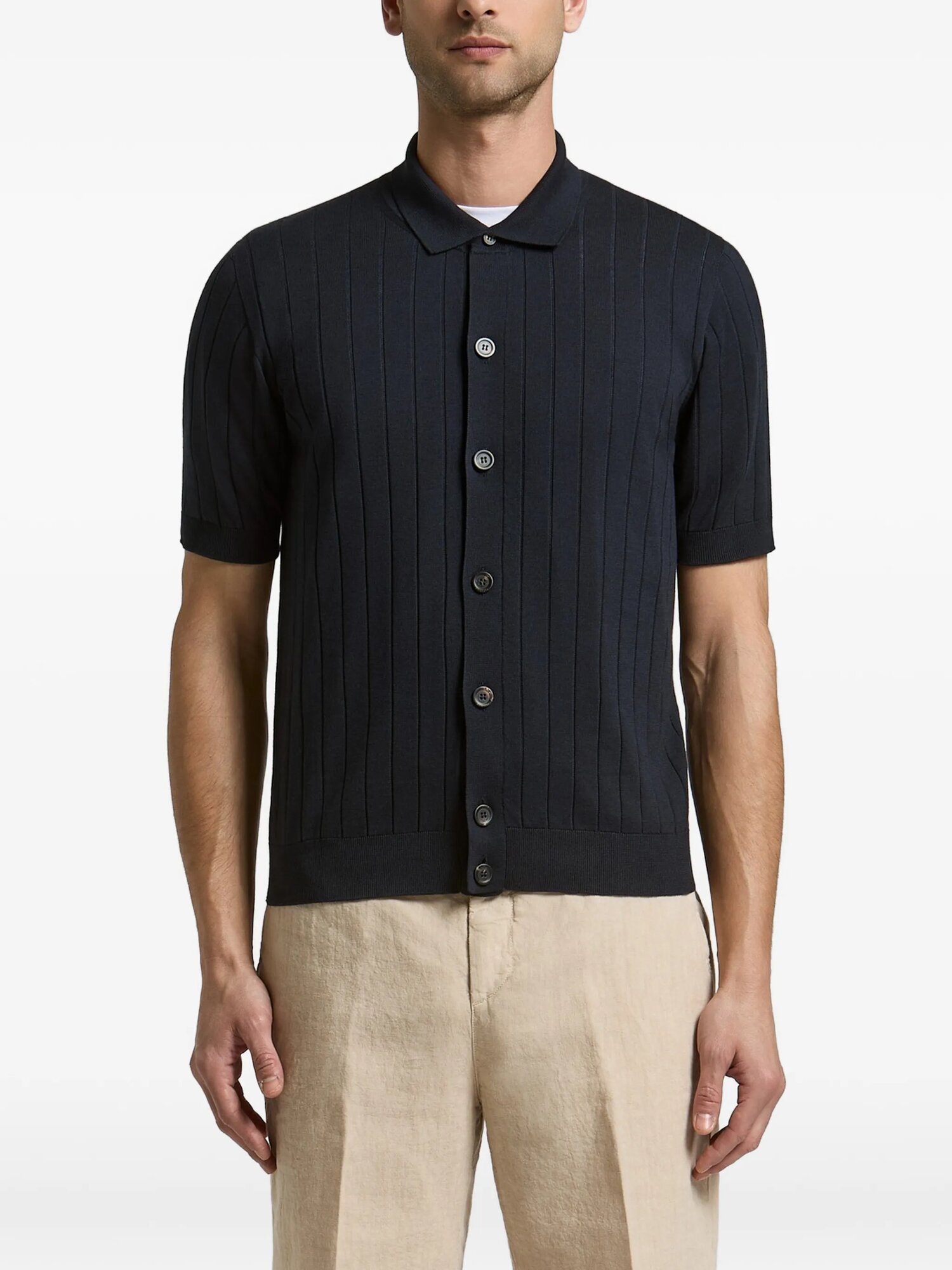 Рубашка Ribbed-knit short-sleeve shirt