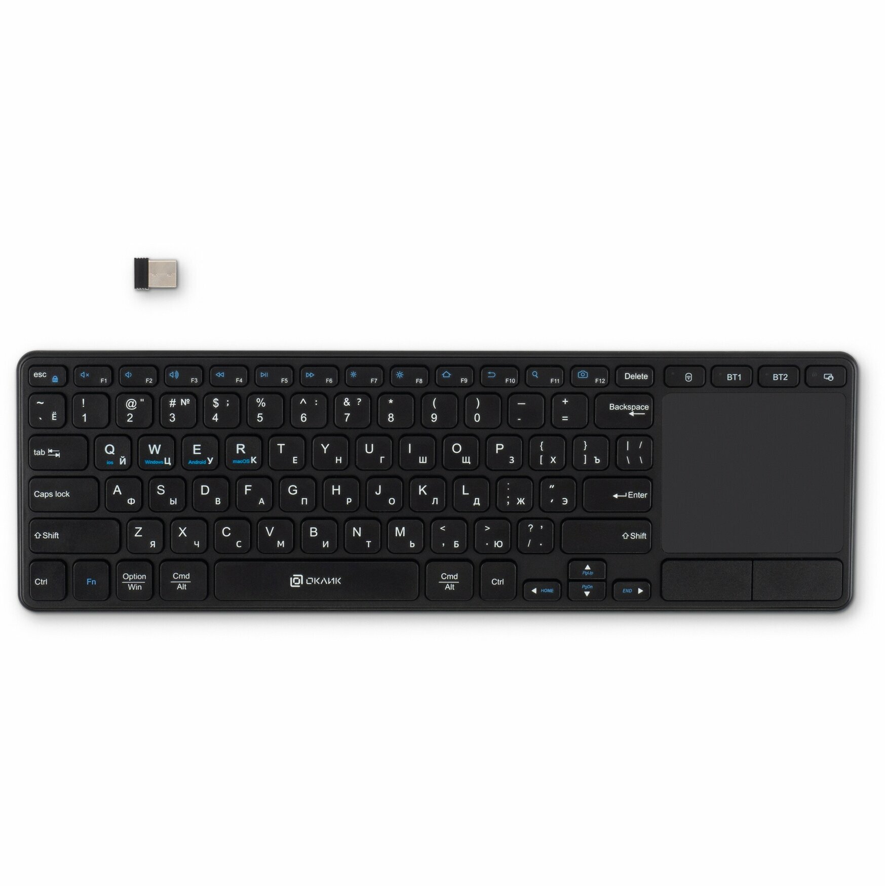 Клавиатура OKLICK K614W черная USB беспроводная Touch 1979327