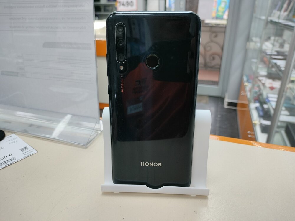 Смартфон Honor 10i, 4/128 ГБ, 3400 мАч, 6.21', Android 12, 2 nano SIM, чёрный б/у уценка