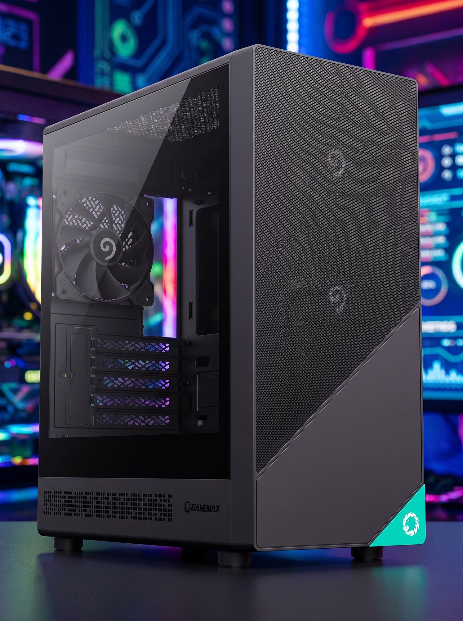 Корпус для ПК GAMEMAX Focus MB Micro-Tower Micro-ATX, Mini-ITX Закаленное стекло 3*120мм, пылевой фильтр