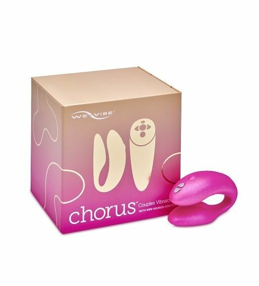 Вибратор для пар We Vibe Chorus розовый, двойной стимулятор клитора и вагины женский для двоих вагинальный и клиторальный вибромассажер с пультом управления и приложением для телефона