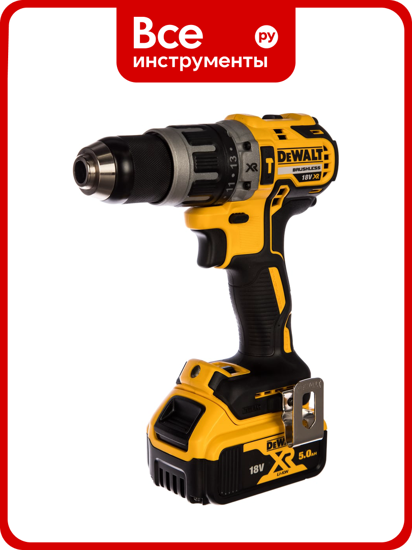 Ударная дрель-шуруповерт DEWALT DCD996, бесщеточный двигатель, 2 скорости, реверс, 2 аккумулятора 5.0 Ач,