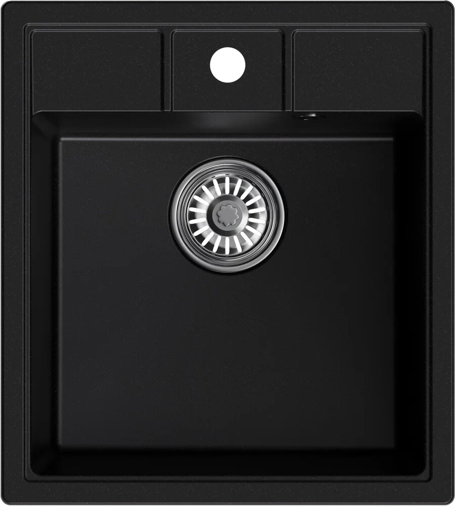 Мойка кухонная Mixline ML-GM28 мраморная, 45x50, прямоугольная, мойка для кухни, черная, матовая