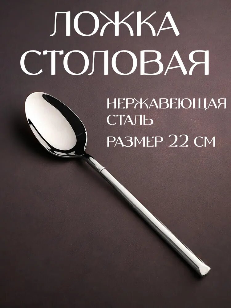 Ложка столовая из нержавеющей стали Magistro, h=22 см, цвет серебряный