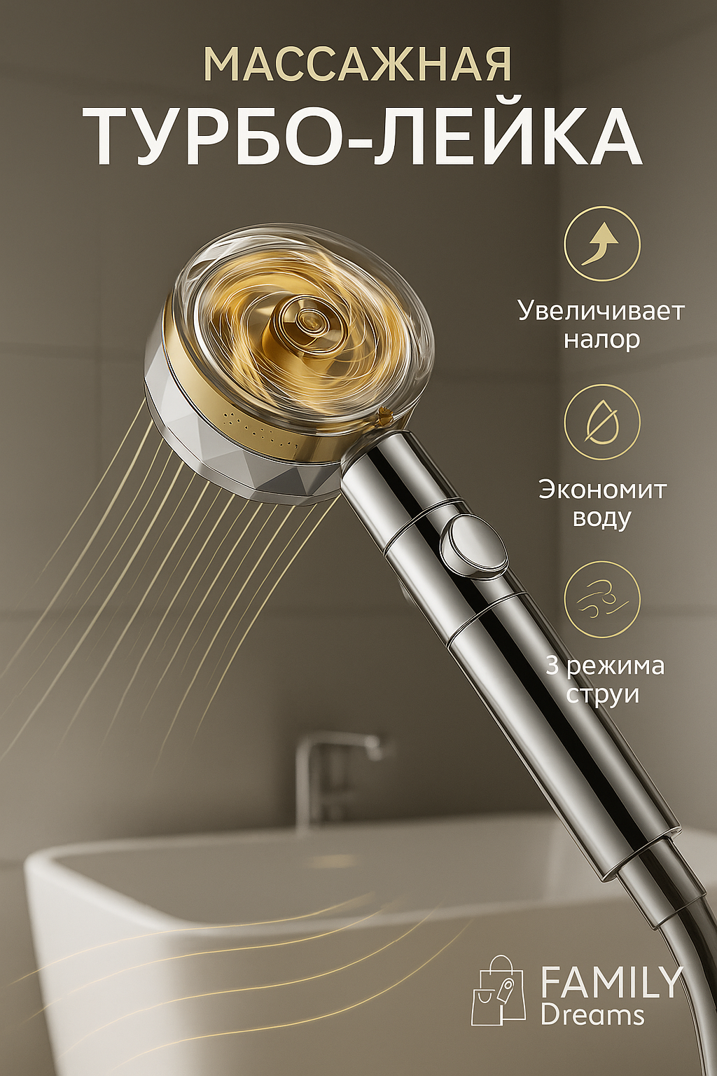 Лейка для душа с вентилятором и фильтром экономичная тропический душ