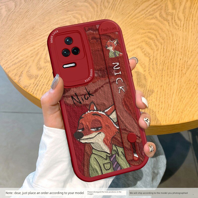 Силиконовый чехол для Redmi K70E, красный, мягкий, с красным ремешком и дизайном Ник