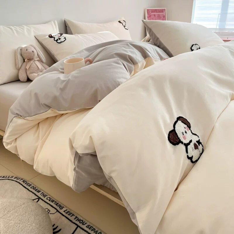 Детский комплект постельного белья MUJI из четырех предметов, 100% хлопок, новая модель 2026 года, простыня,