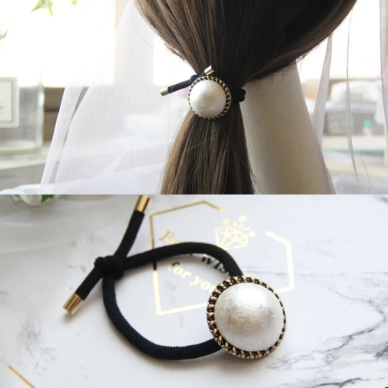 Элегантные резинки для волос FCJZYJ666 Белый, White Pearl
