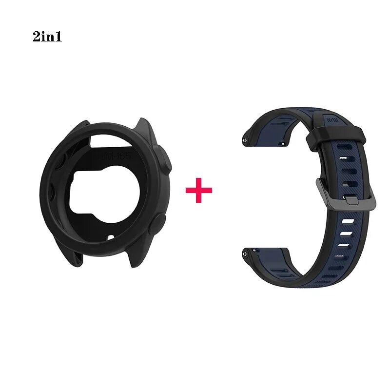 Ремешок и bezel для Garmin Forerunner 165/165 Music, 2PCS Midnight Blue