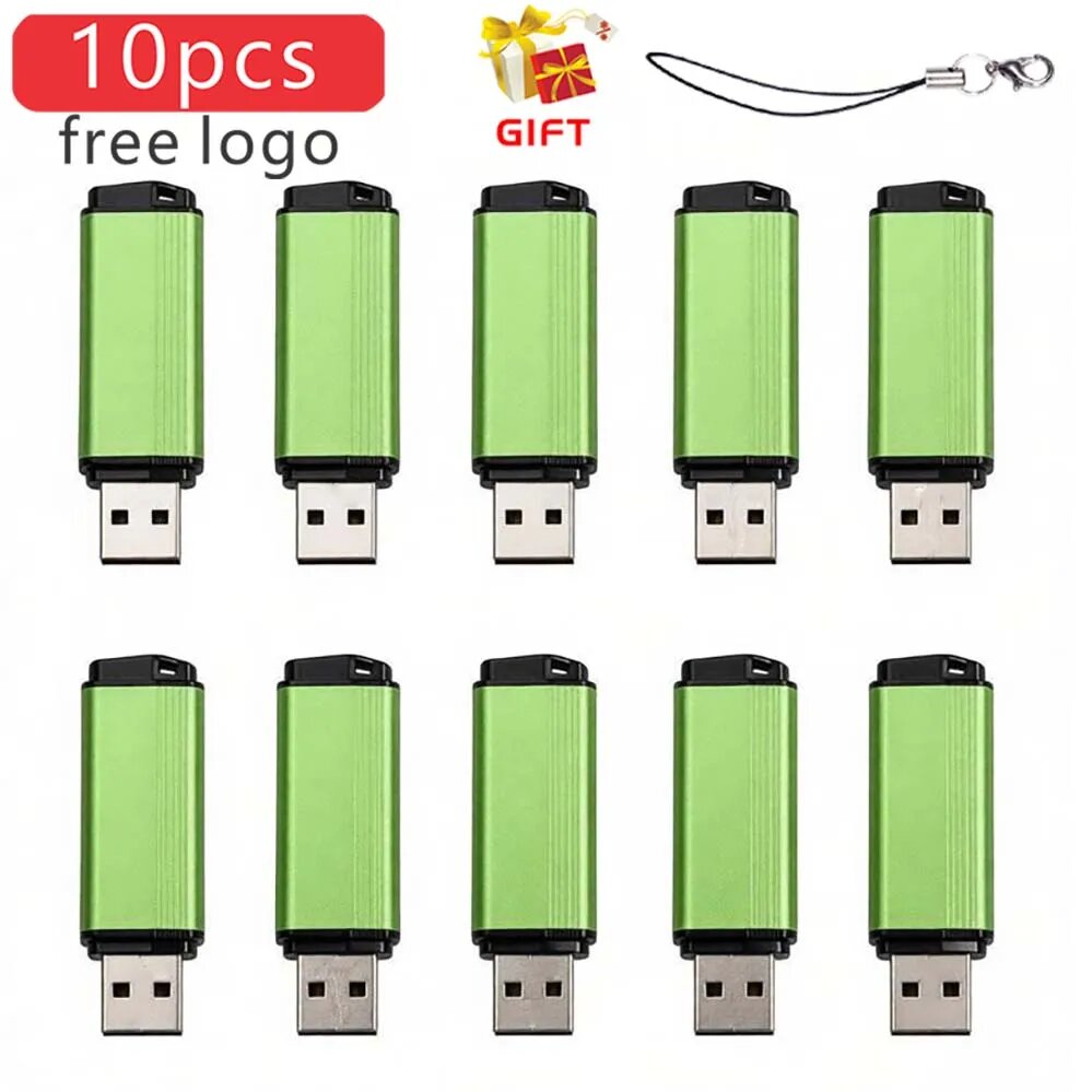 Оптовая продажа: 10 шт. USB 2.0 флеш-накопителей 4 ГБ, 8 ГБ, металлические Зеленый, 8 ГБ, зеленый