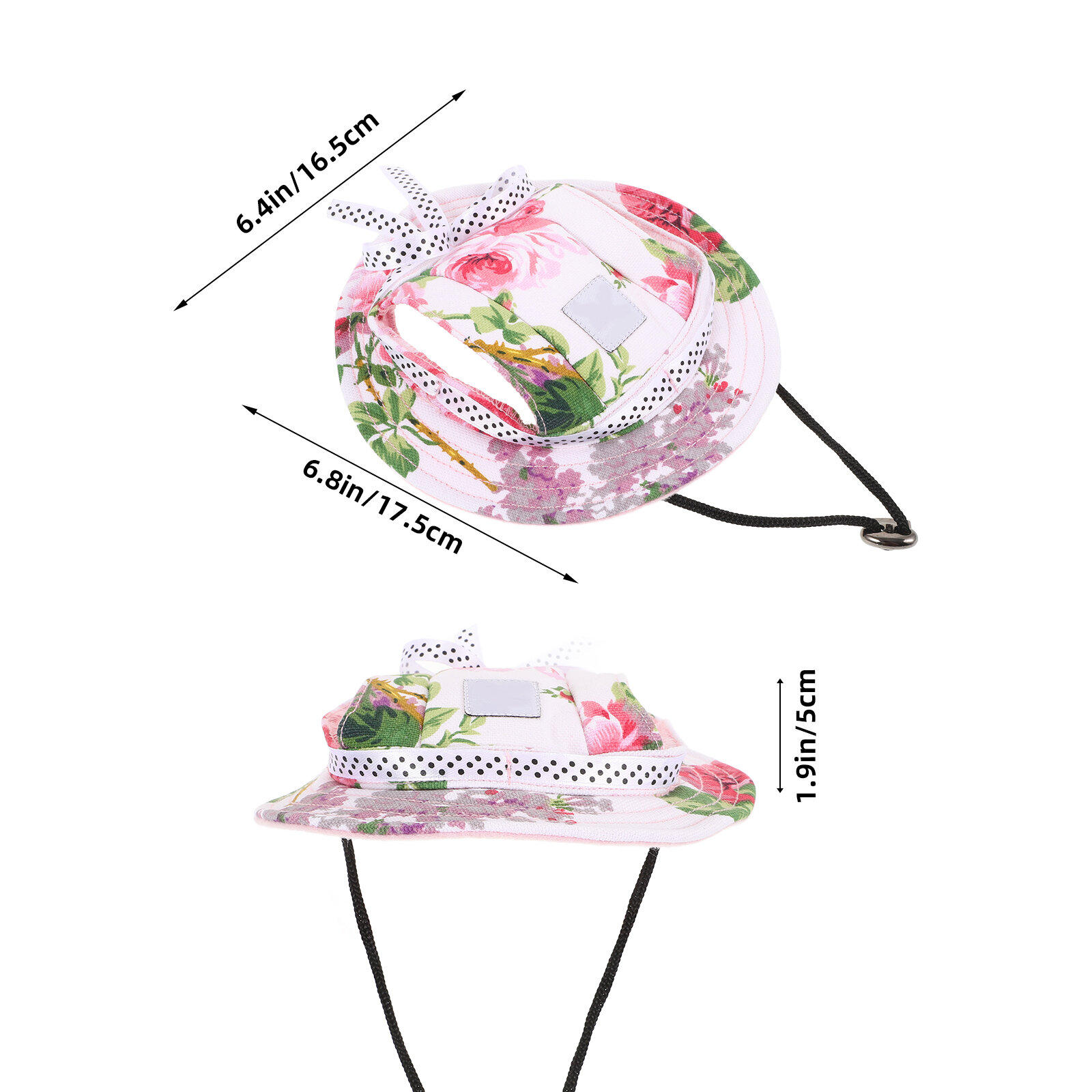 Шляпа из парусины для собак Pet Dog Canvas Hat Солнцезащитная с отверстиями для ушей для маленьких собак - Размер (Цветочный принт)