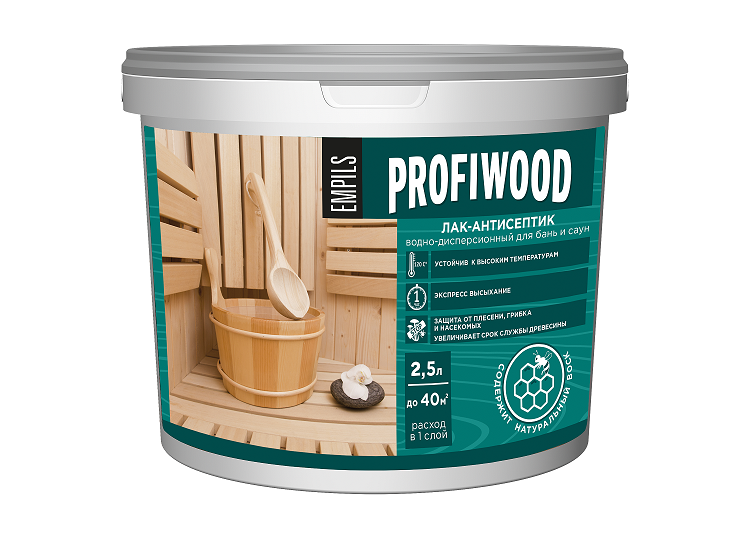 Лак акриловый для бань и саун 2,5 кг/2,5 л PROFIWOOD