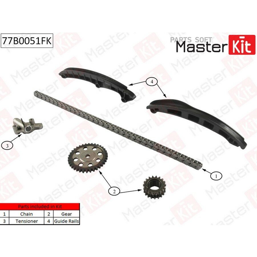 MASTERKIT 77B0051FK 77B0051FK Комплект цепи ГРМ Volkswagen TOURAN 1.4 TSI BWK/CAVA 03-10