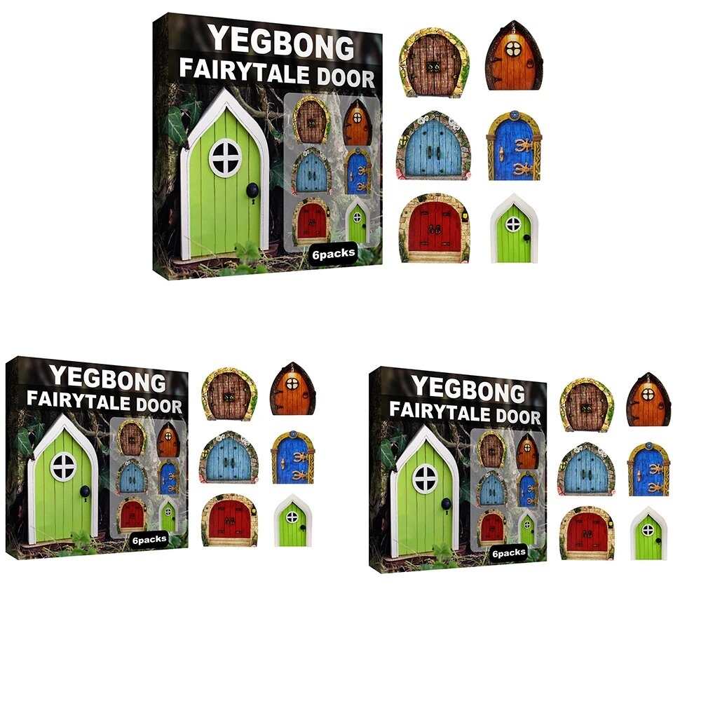 Деревянная миниатюрная дверка для гномов 3pcs