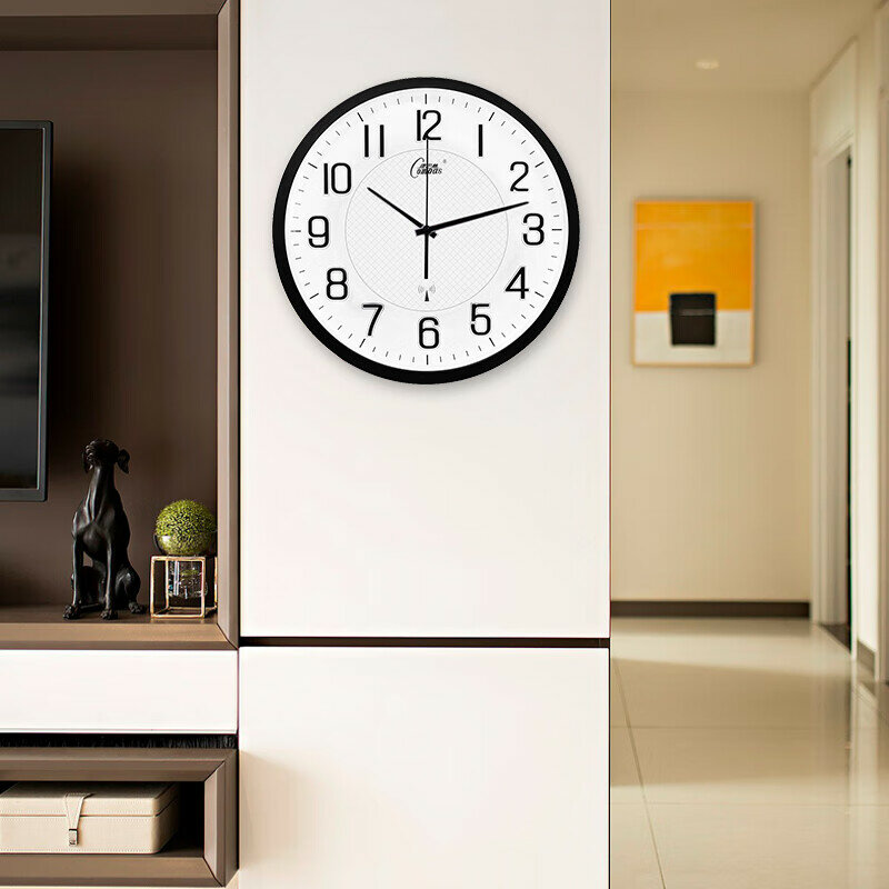 Compas Smart Radio-Controlled Wall Clock, Automatic Time Synchronization Radio Clock for Living Room, C6891, Matte Black, 34.6cm