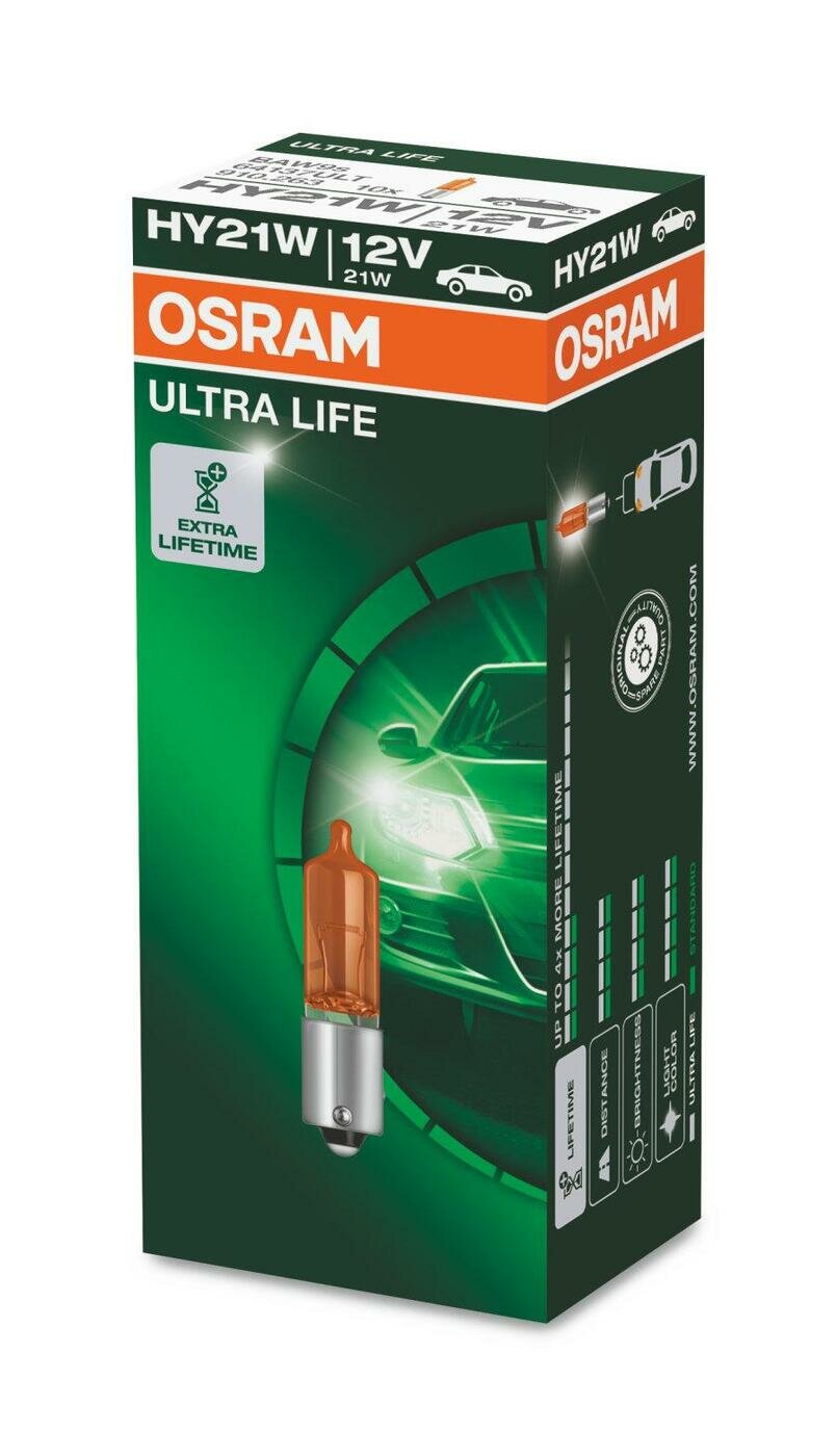 Лампа OSRAM ULTRA LIFE 64137ULT HY21W BAW9S 12 В 21Вт 2500K