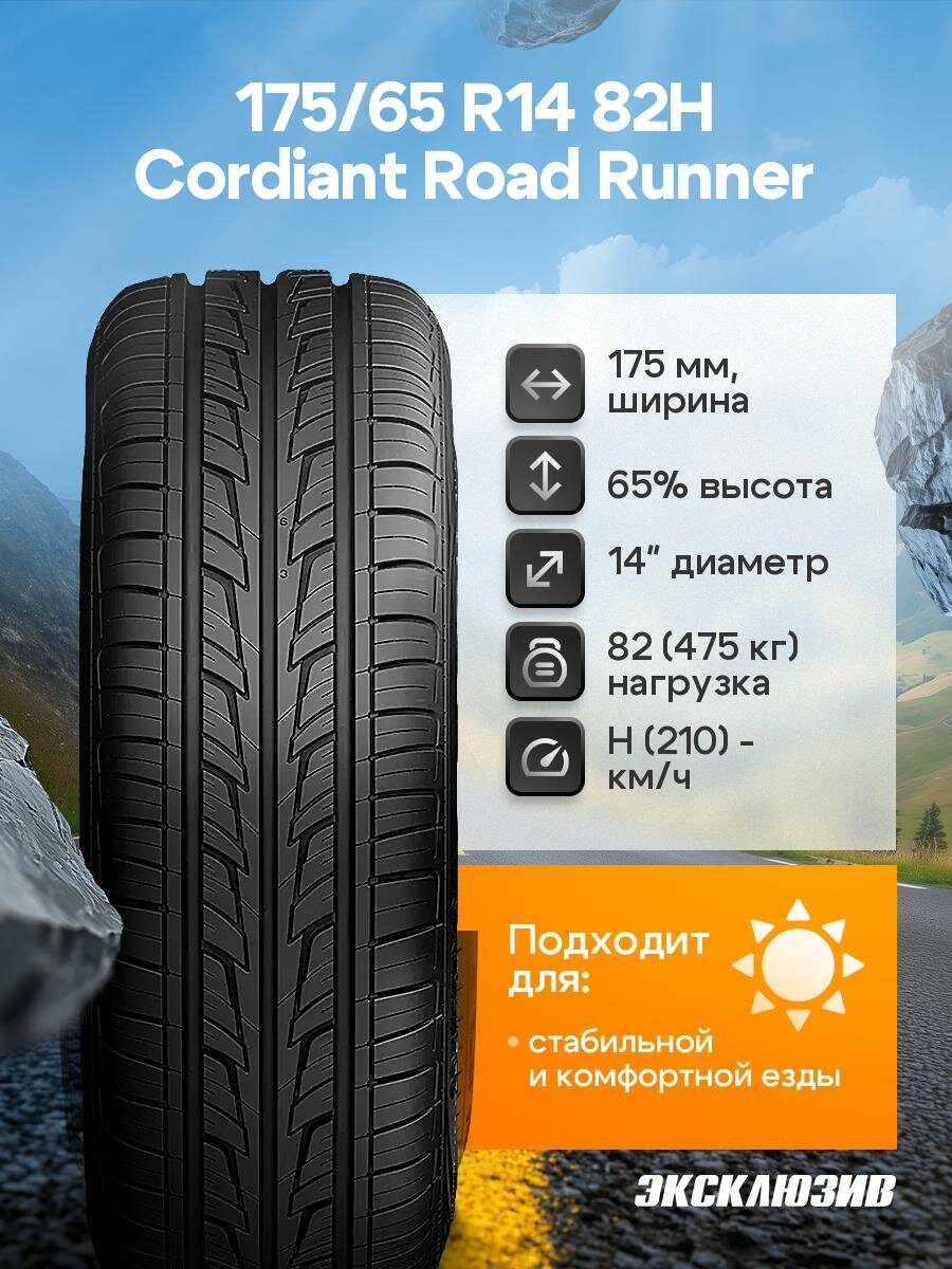 Летняя шина Cordiant Road Runner 175/65 R14 82H