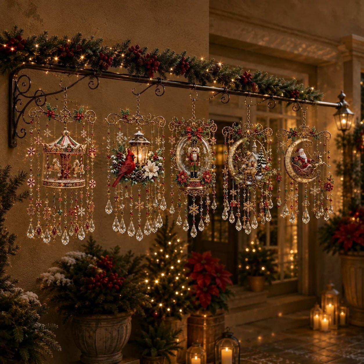 Christmas Wind ChimeРождественские раскрашенные колокольчики для ловца солнечного света，30cm — фото 1