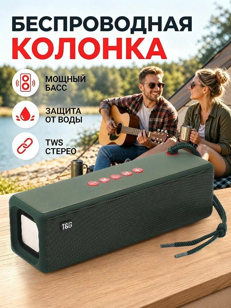 T&G Беспроводная колонка TG-271, черная, водонепроницаемая, с двумя динамиками
