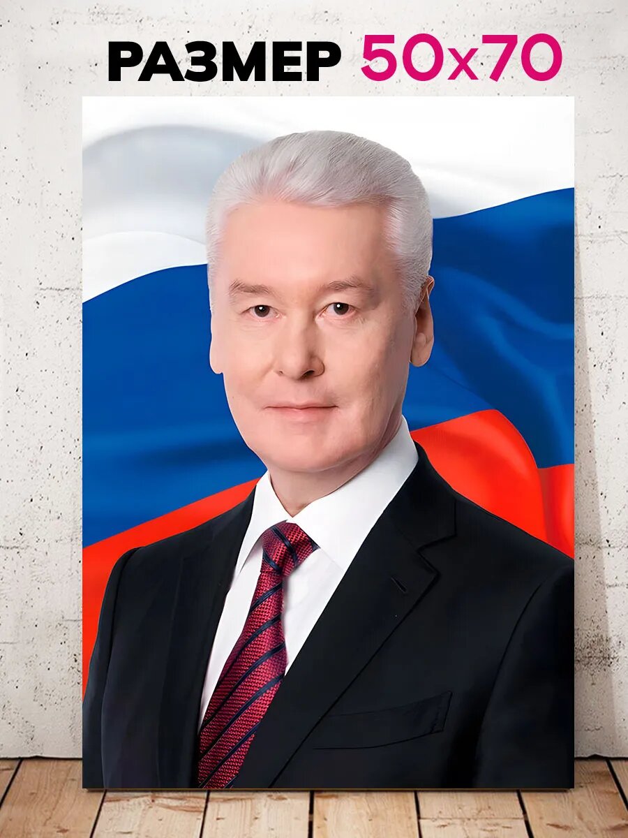 Картина на холсте для дома Сергей Собянин 50х70 см