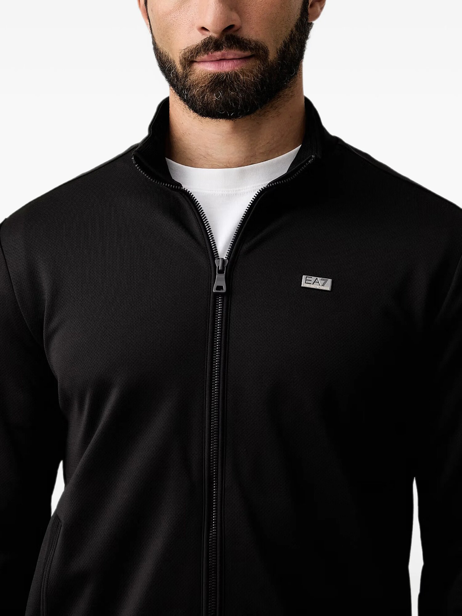 Свитер EA7 EMPORIO ARMANI Logo-plaque zip-up sweater, размер 46, , черный — фото 1