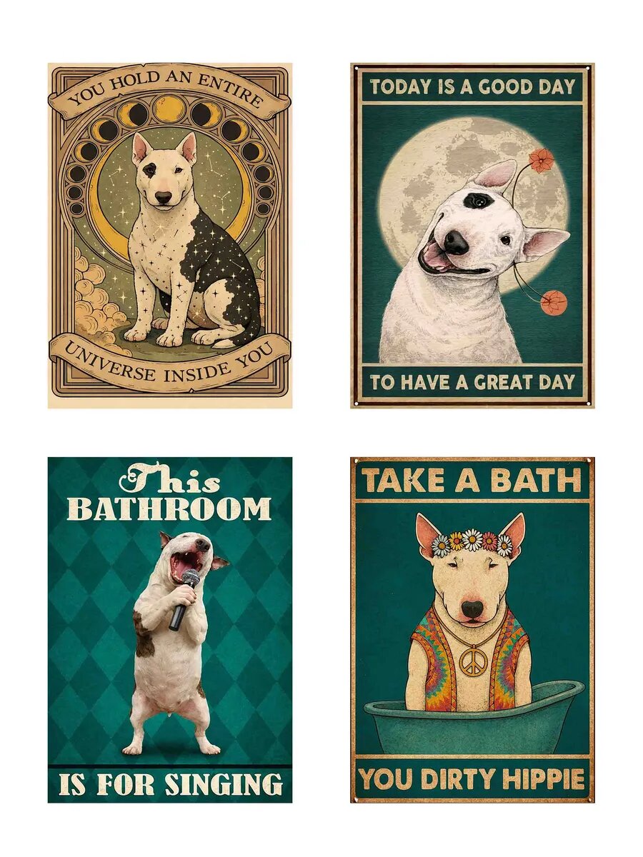 Бультерьер, Take a Bath You Dirty Hippie, 4 Плаката, 30x21см