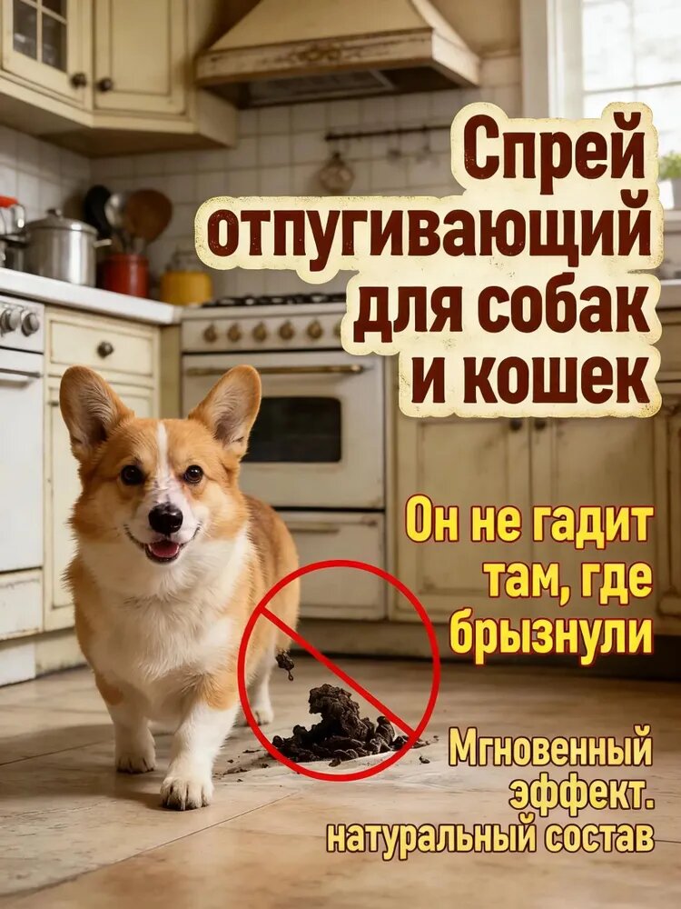 Универсальный спрей-отпугиватель для кошек и собак: от меток, гадения, порчи имущества. Коррекция поведения. Безопасный натуральный состав.
