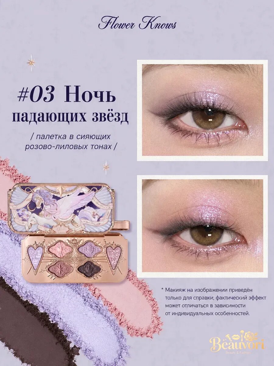 Flower Knows Knight Unicorn атласная палетка теней для век