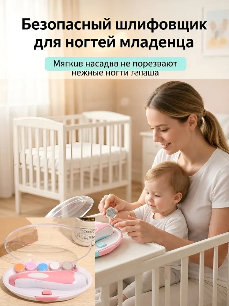 Безопасная электрическая пилочка для ногтей детей # Многофункциональная машинка для педикюра с LED подсветкой