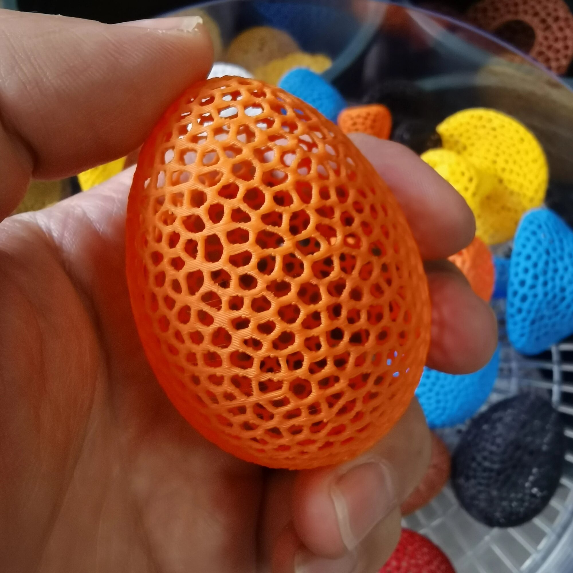 3D-печатная пустотелая яйцо для аквариума - оранжевый, малый размер (размер яйца), укрытие для рыб и креветок,