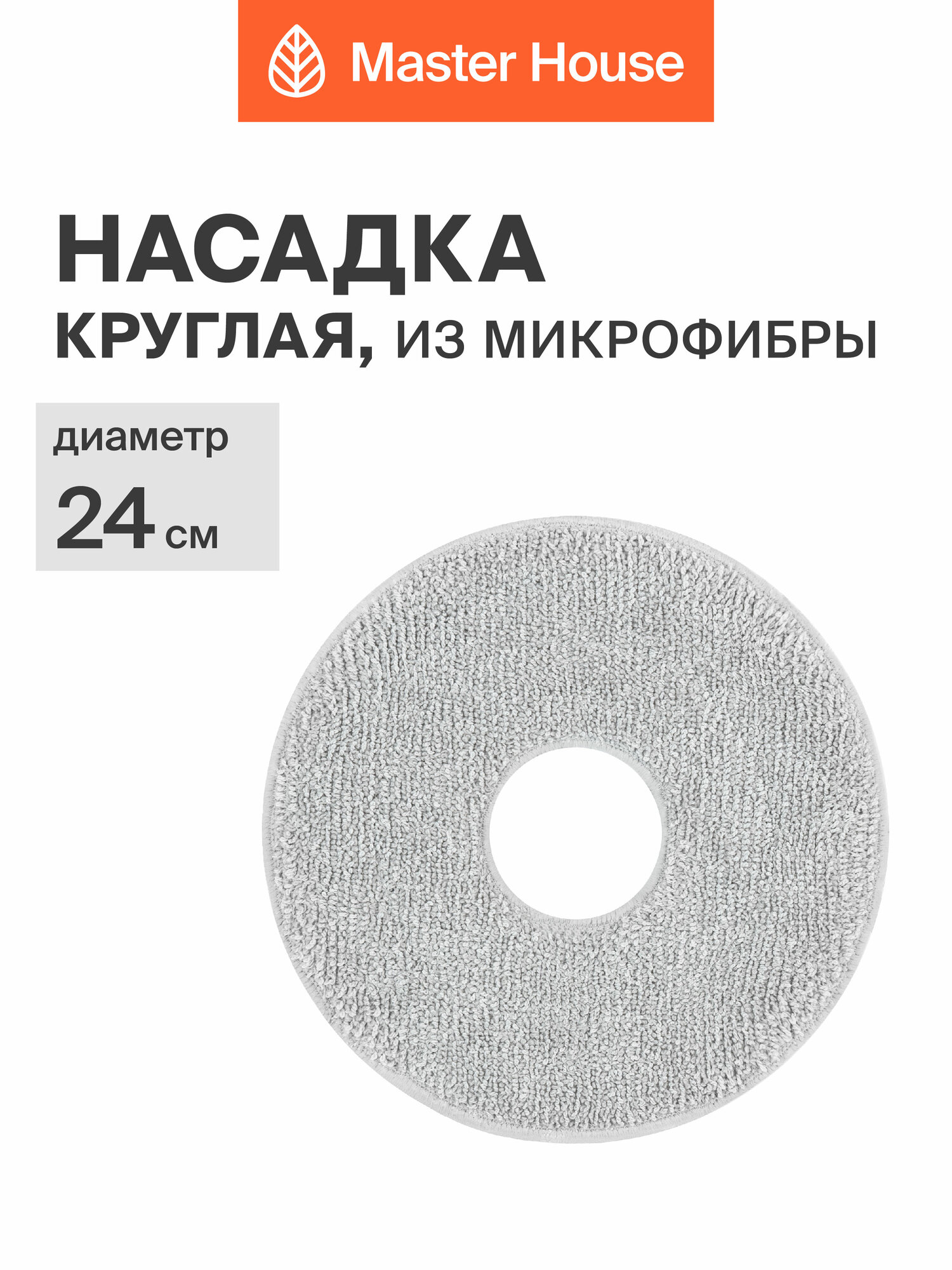 Насадка Master House "Орландо", круглая, для швабры, вертушка, диаметр 24 см, серый