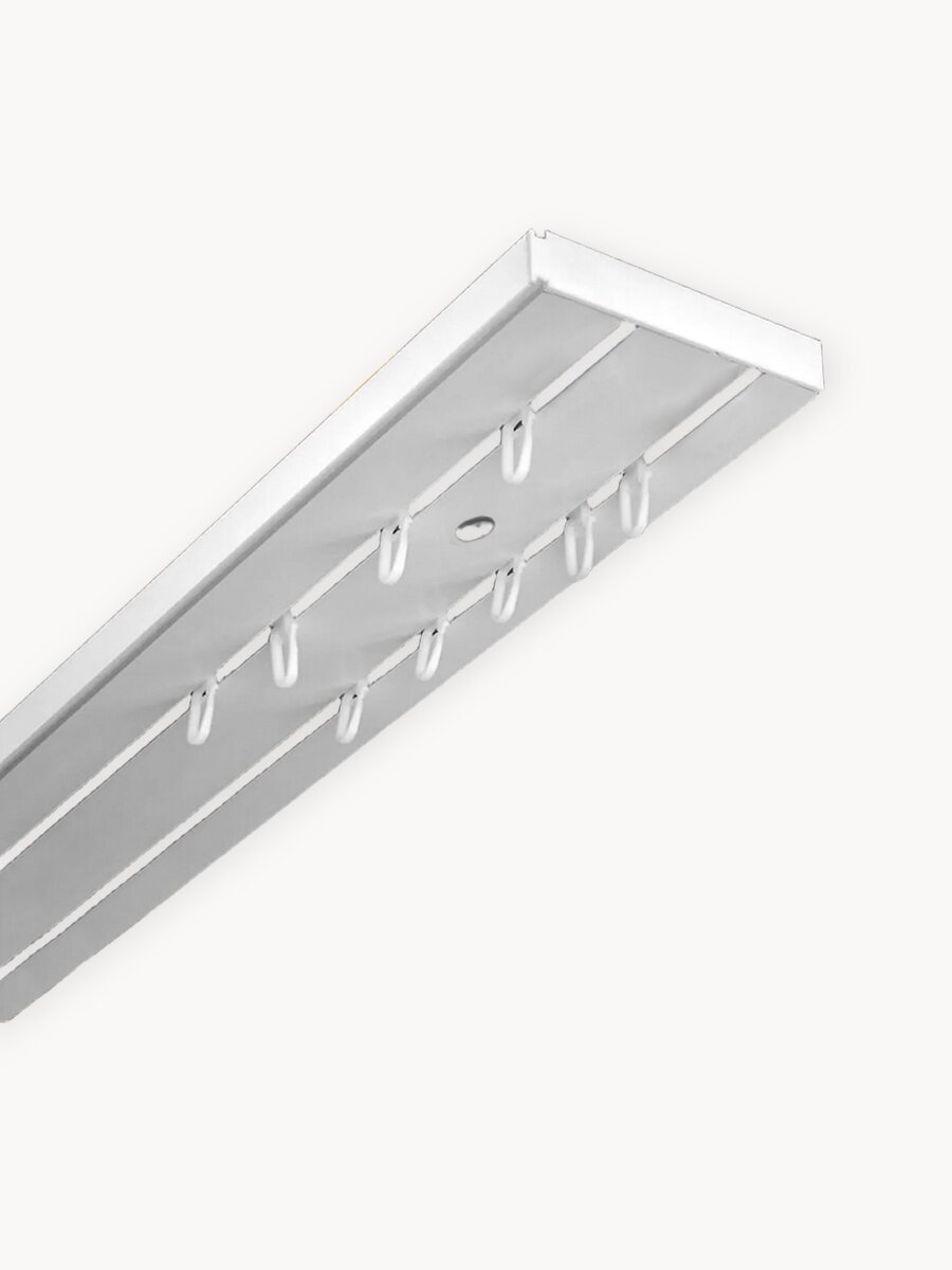 Карниз для штор двухрядный потолочный 160 см ПВХ составной (0.8м х 2 шт), белый