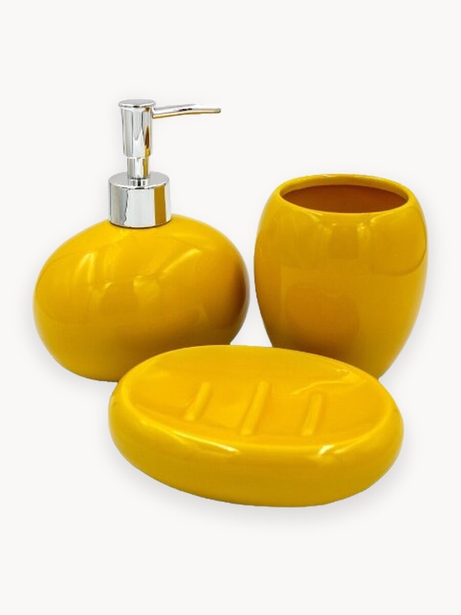 Набор для ванной комнаты аксессуары принадлежности комплект BATH PLUS GIALLO керамика