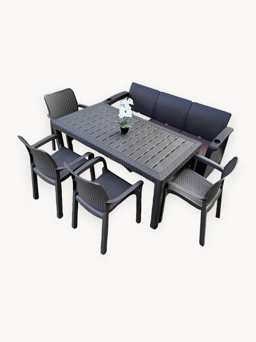 Комплект садовой мебели Yalta Саманна 7 set, подушки шоколад